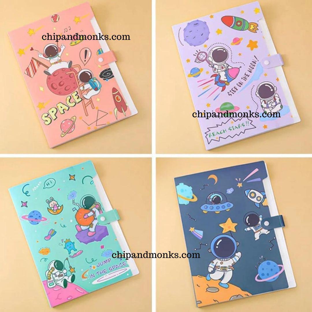 Space Theme File Folder with Button Lock – Chipandmonks